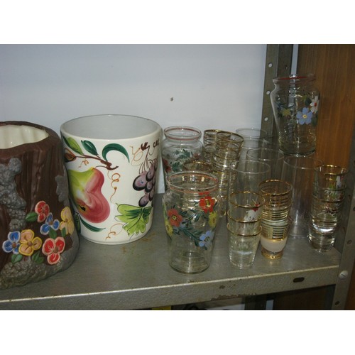 A selection of china and glass, including a Maling planter