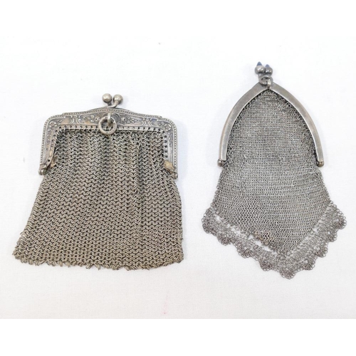 A Dutch silver chain mail purse with blue glass set acorn twist clasp ...