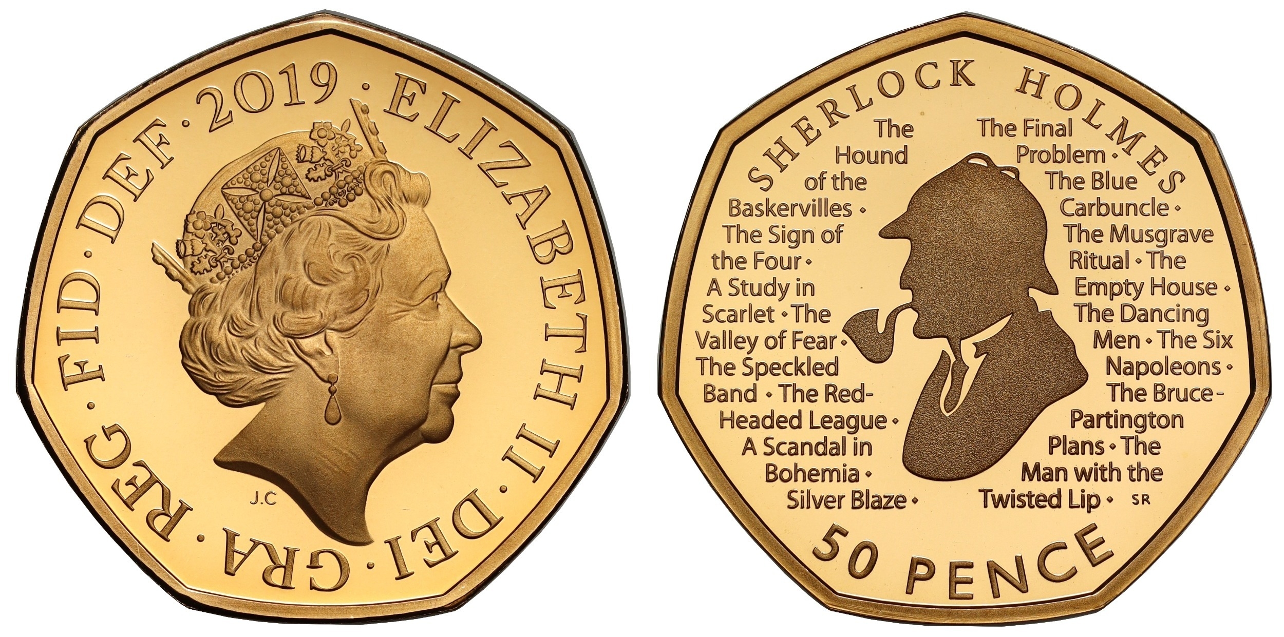 Elizabeth II 2019 gold proof 50p Sherlock Holmes
