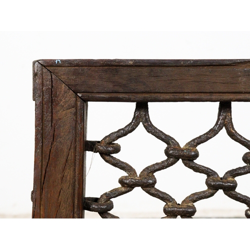 Antique Indian carved hardwood framed iron 'jali' window. Dimensions ...