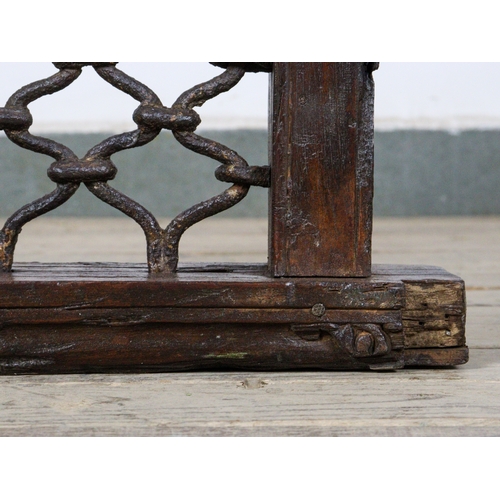 Antique Indian carved hardwood framed iron 'jali' window. Dimensions ...