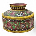 Hand painted metal water pot. Dimensions: Width- 29 cm, Height- 14 cm
