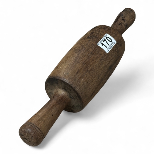 Large antique rustic hardwood rolling pin. Dimensions: Width- 9 cm ...
