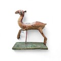 Vintage painted metal deer on stand. Dimensions: Width- 46 cm, Depth ...