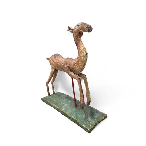 Vintage painted metal deer on stand. Dimensions: Width- 46 cm, Depth ...
