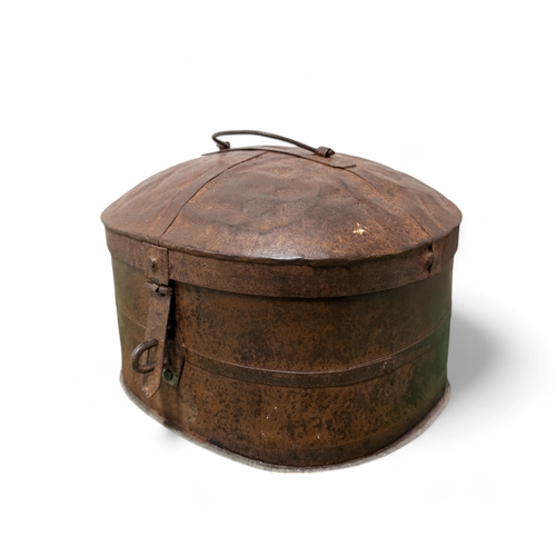 Vintage metal hat box. Dimensions: Width- 24 cm, Depth- 19 cm, Height ...