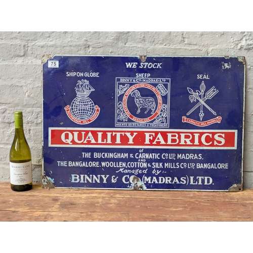 Antique enamel sign advertising 'Quality Fabrics' Dimensions: Width ...