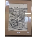 David Henley - The Old Harbour, St. Helier, a pen and ink drawing signed and dated 1978