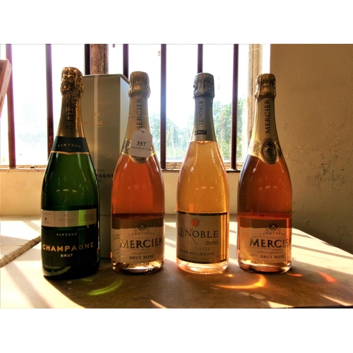 Two bottles of Mercier Brut Champagne together with a bottle of Lenoble ...