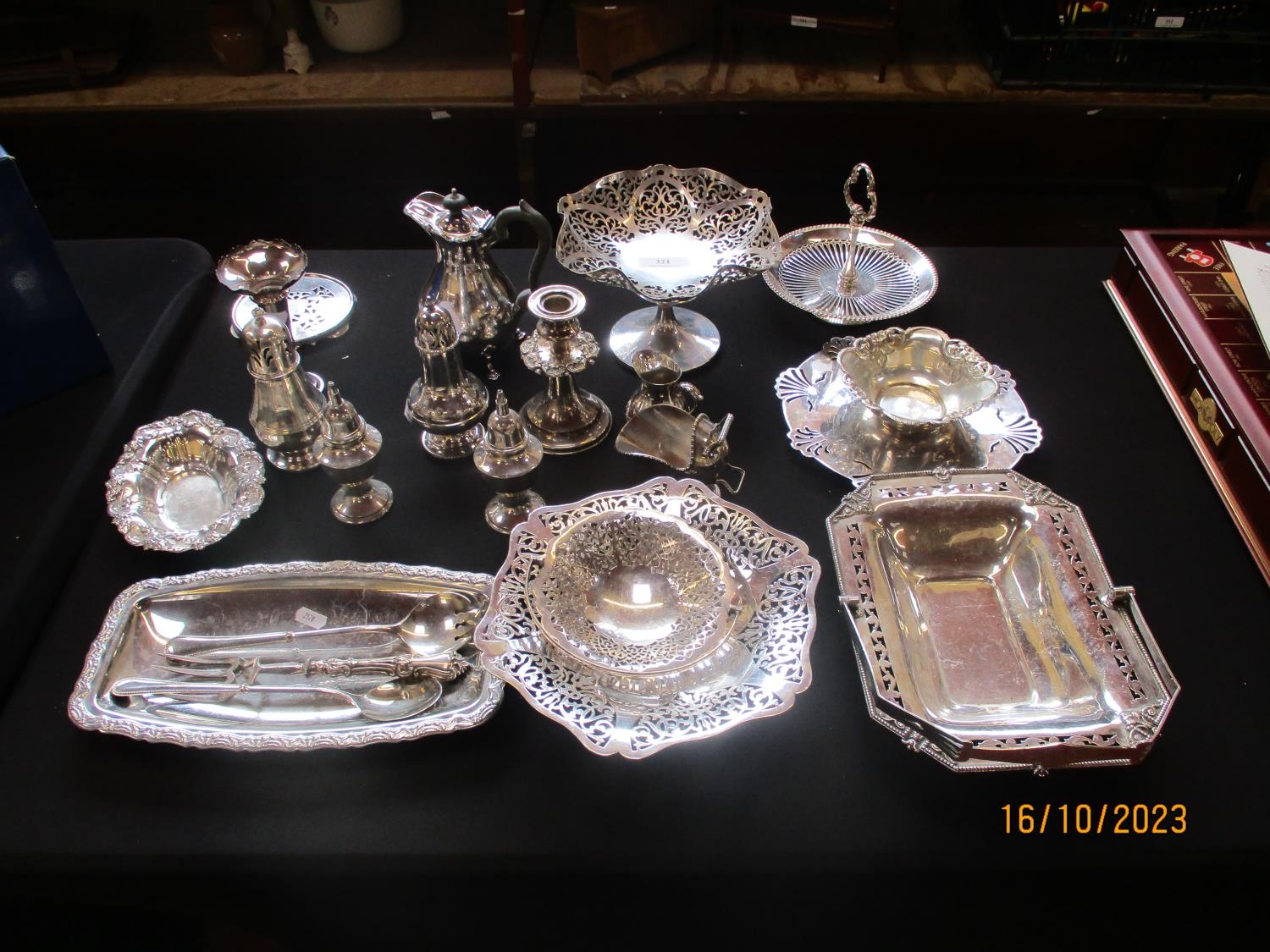 An assortment of silver plated ware