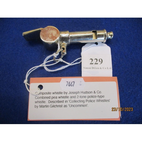 A composite whistle by Joseph Hudson & Co. (combined pea whistle and ...