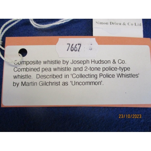 A composite whistle by Joseph Hudson & Co. (combined pea whistle and ...
