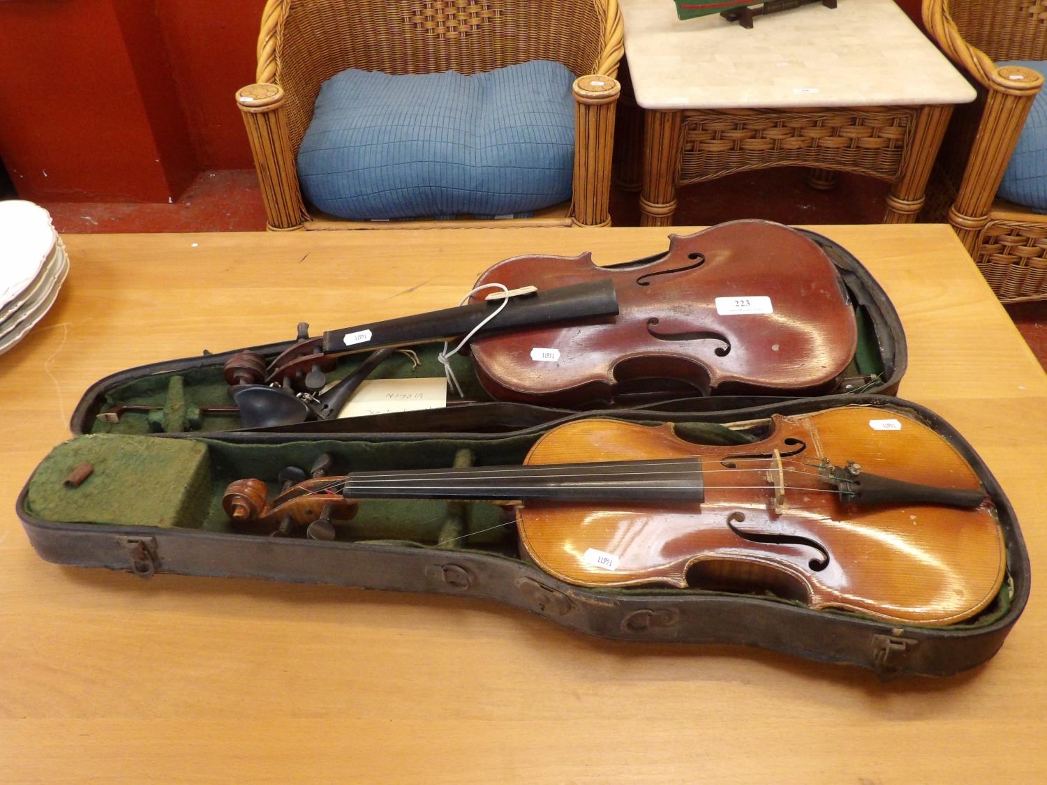 Two vintage violins