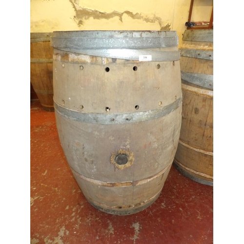 A metal bound oak cask