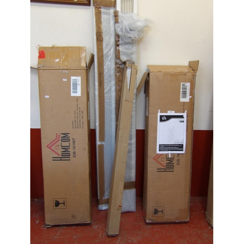 Two Homcom shelf units together with a roof blind and two ventilation ...