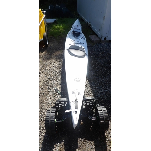 An Epic Greg Barton kayak with launching trolley