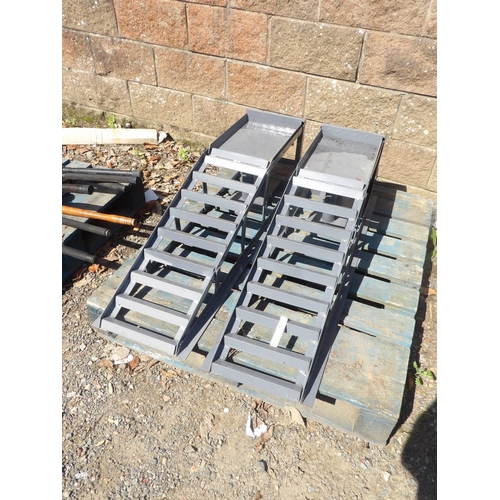 A pair of heavy duty vehicle inspection ramps