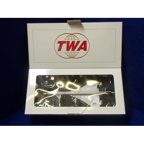 An Nflight TWA 1:200 scale model of Concorde in original presentation box