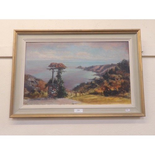 Jersey coastal scene by N. Pallot, oil on canvas