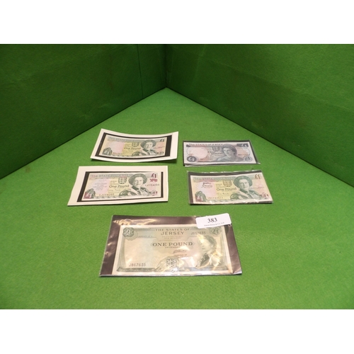 Four States of Jersey £1 bank notes, each bearing the signature of a ...