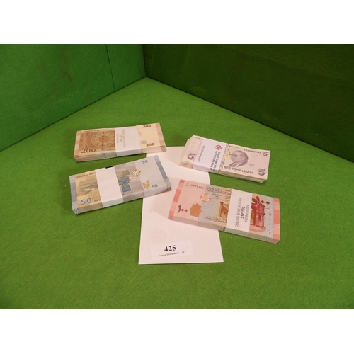 Four bundles of Cypriot and Turkish mint bank notes