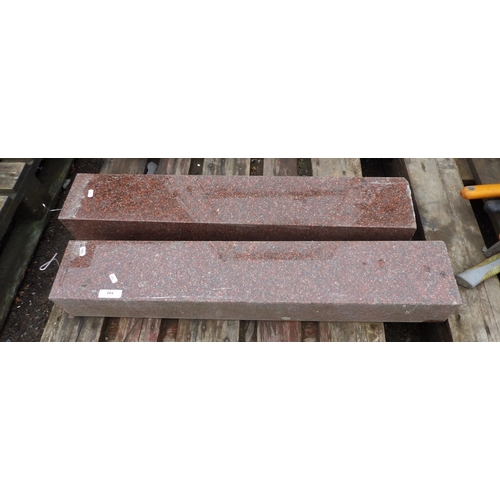 Two polished granite lintels 87cm x 15cm x 10cm