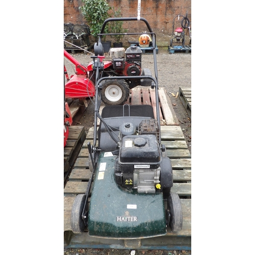 A Hayter motorised lawn scarifier