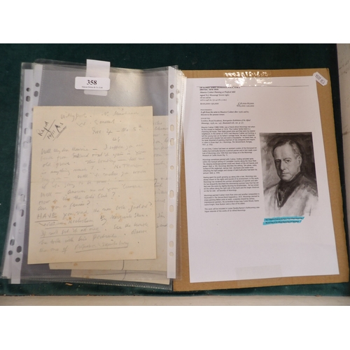Sir Alfred Munning PRA a signed and hand written 1940s correspondence ...