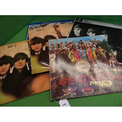 A collection of The Beatles long playing records