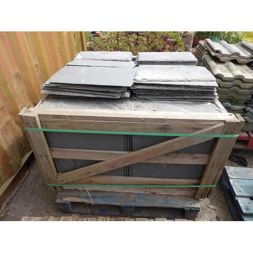 A pallet of Barcamp natural slate roof tiles 25cm x 50cm x 7-9mm thick ...