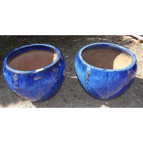 A pair of Deroma salt glazed stoneware planters 50cm diameter