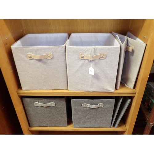Six folding fabric storage boxes