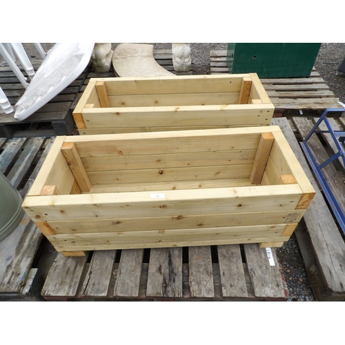 Two rectangular wooden planters