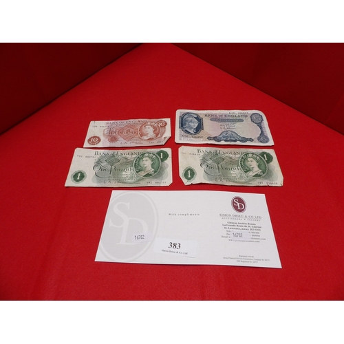 Four Bank of England bank notes