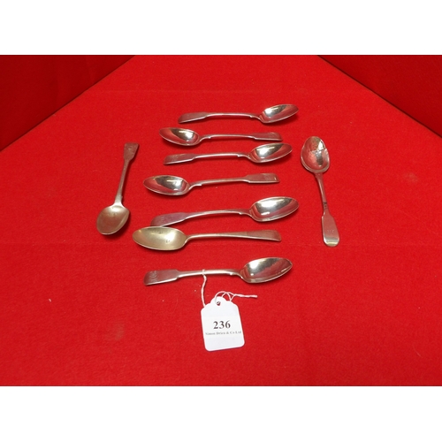 Nine silver teaspoons