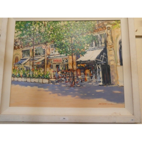 Street scene, oil on artist's board signed Ken Devine