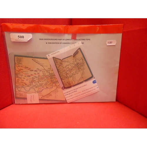 A 1926 Underground Map of London together with a 1936 edition of London ...