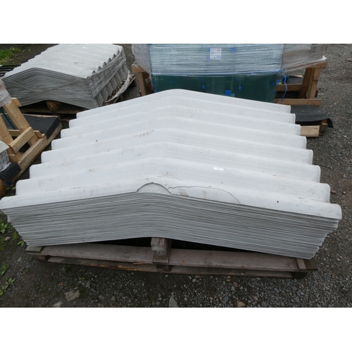 A pallet of fibre cement corrugated ridge profiles