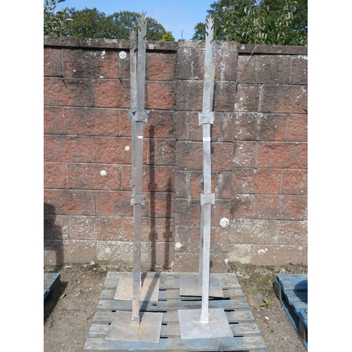 Four World War II German military galvanised fencing stakes
