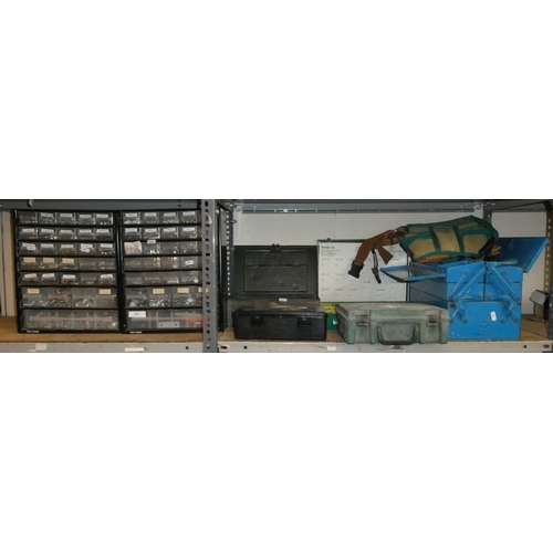 Two Raaco flights of drawers containing various parts and consumables ...