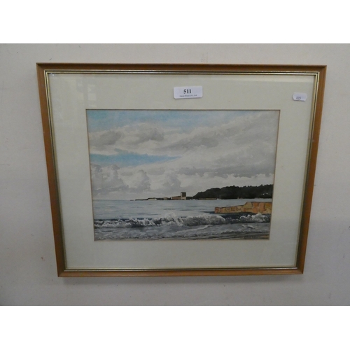 Michael Hubbard - "St. Aubin's Fort" signed water colour 25cm x 34.5cm