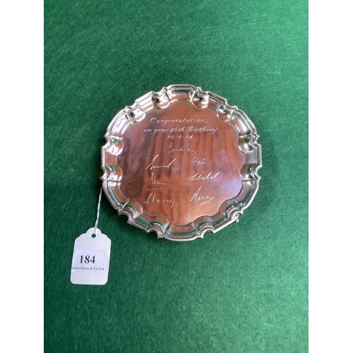 A silver commemorative salver Sheffield 14.5cm diameter