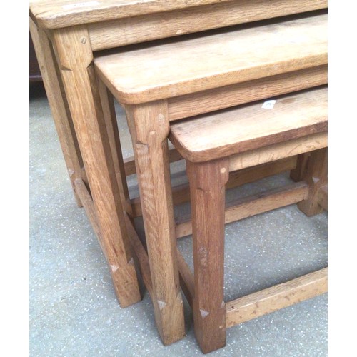 Mouseman Oak Nest of Tables