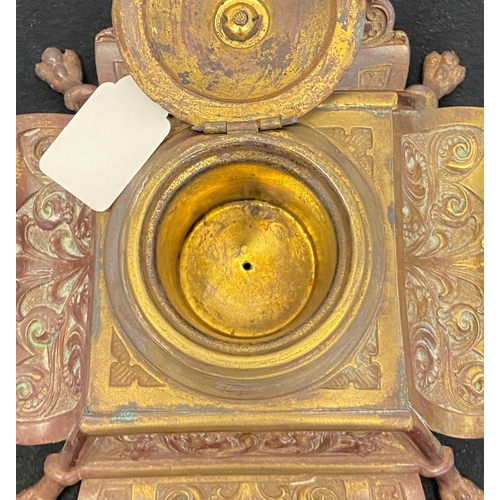 Antique Victorian, Gilt on Copper Ink Well
