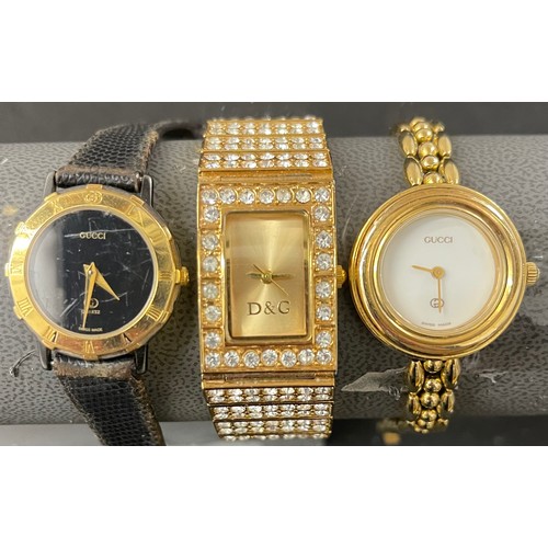 2 x Gucci and 1 x Dolce & Gabanna ladies dress watches