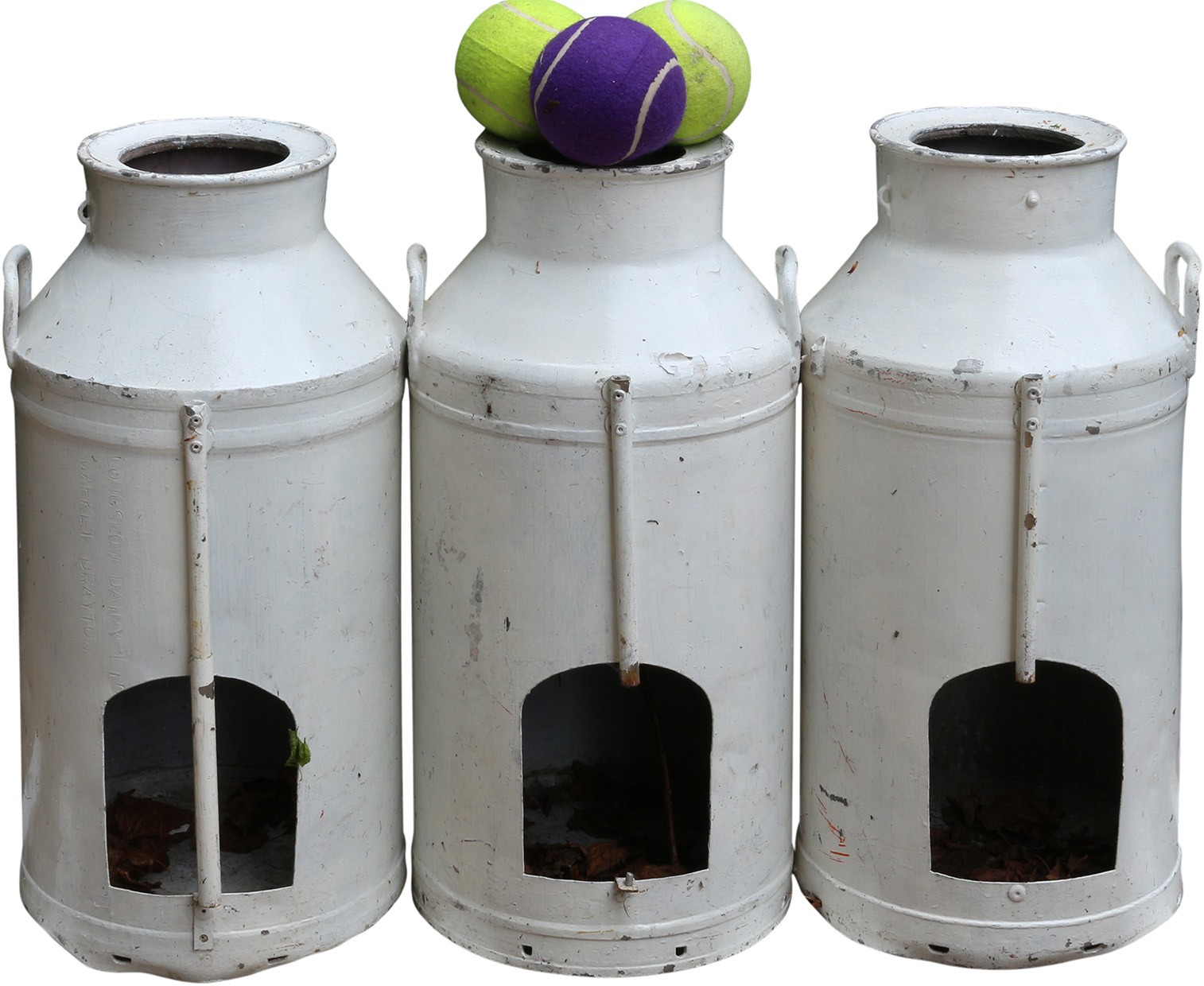 Ball in Milk Churn Fairground Game set of 3 aluminium milk churns with ...