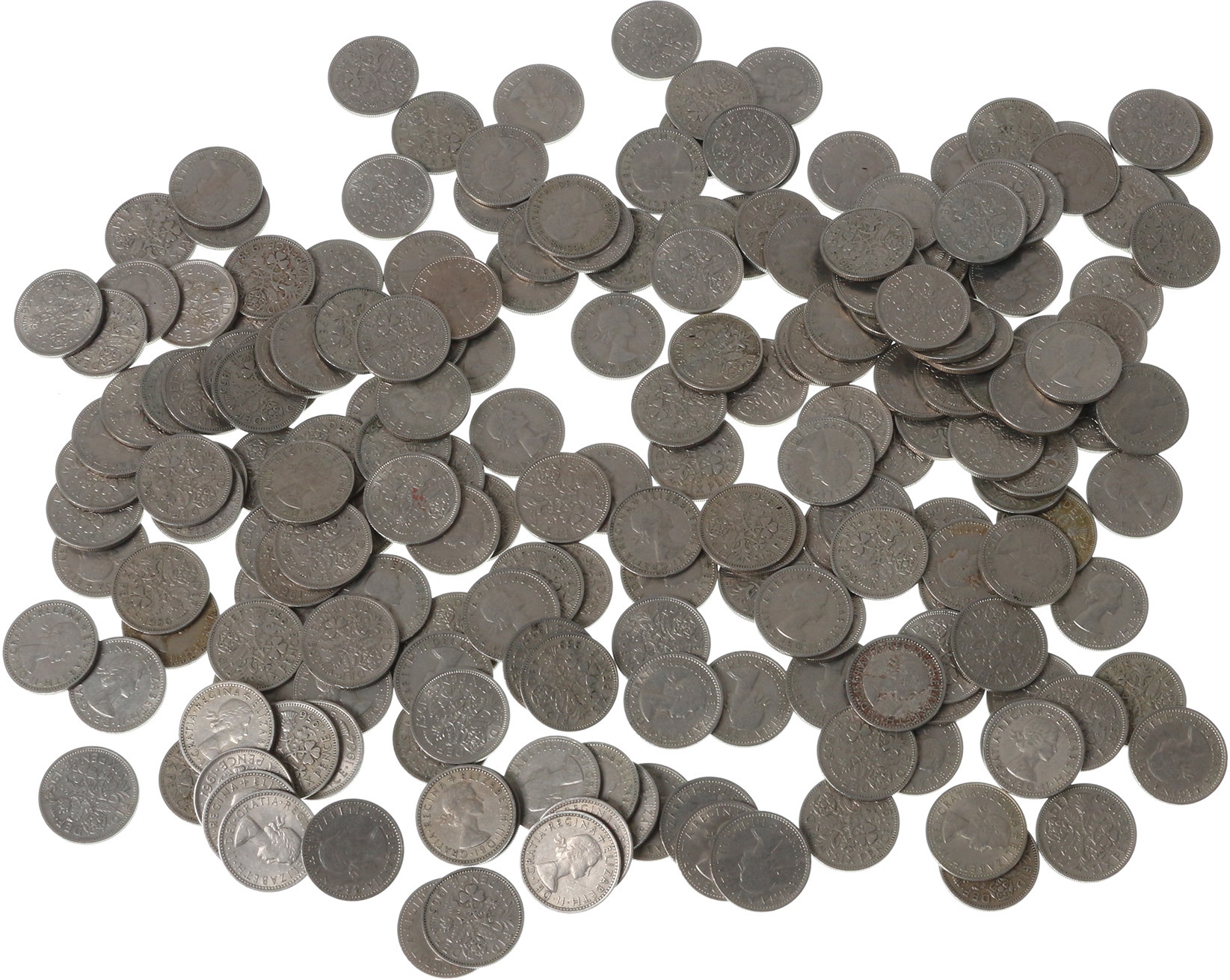 200 x Sixpence (6d) Coins by The Royal Mint. Keywords: coins 35974