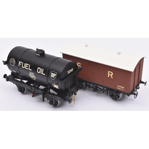 2x Gauge One kit built wagons. A Shell tank wagon in black and a ...