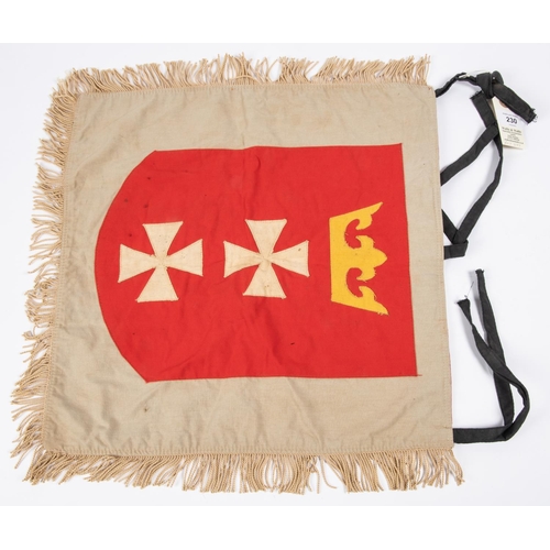 A Third Reich double sided Hitler Youth trumpet banner, with applied HJ ...