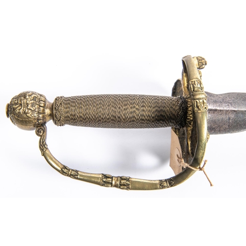 A good English officer's broadsword, c 1680, flamboyant blade 32½" of ...